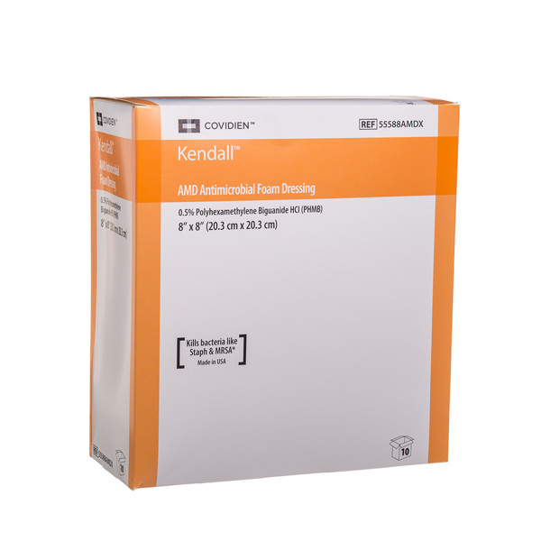 KENDALL AMD ANTIMICROBIAL FOAM DRESSING, tvarstis, 20,3 cm x 20,3 cm ...