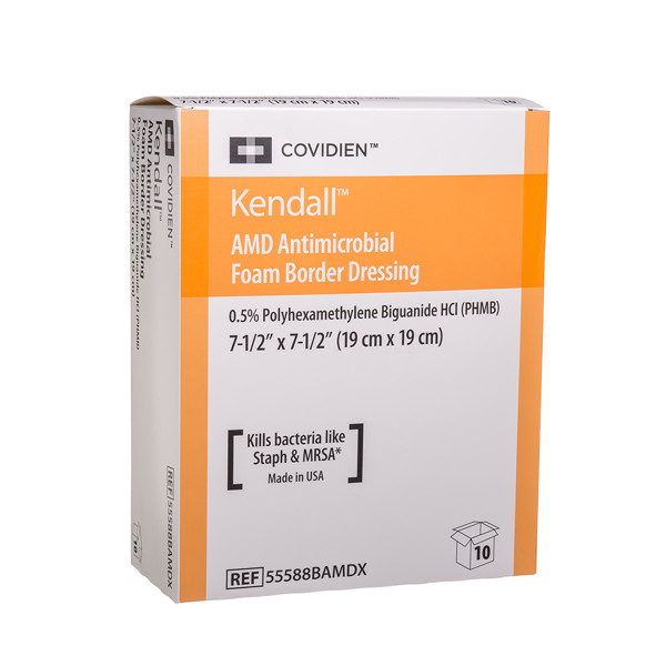 KENDALL AMD ANTIMICROBIAL FOAM-BORDERED DRESSING, tvarstis, 19 cm x 19 ...