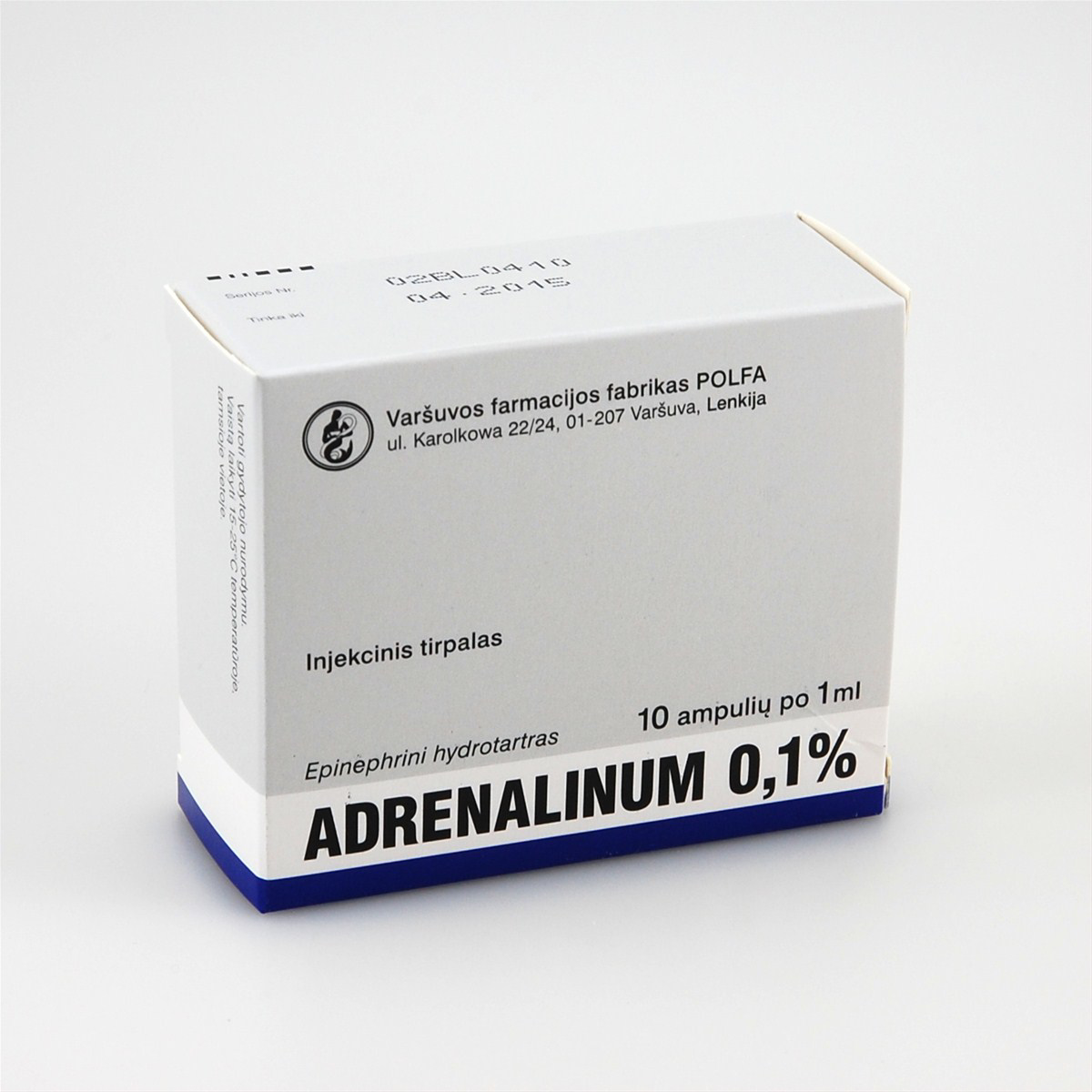 ADRENALINUM WZF POLFA, 1 mg/ml, injekcinis ar infuzinis tirpalas, N10 ...