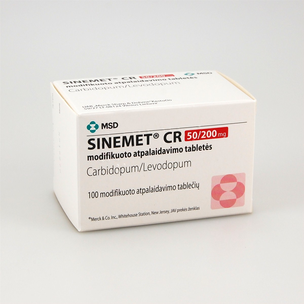 SINEMET CR, 50/200 mg, modifikuoto atpalaidavimo tabletės, N100 | Gintarinė