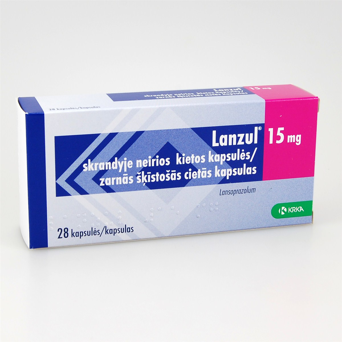 LANZUL, 15 mg, skrandyje neirios kietosios kapsulės, N28 | Gintarinė