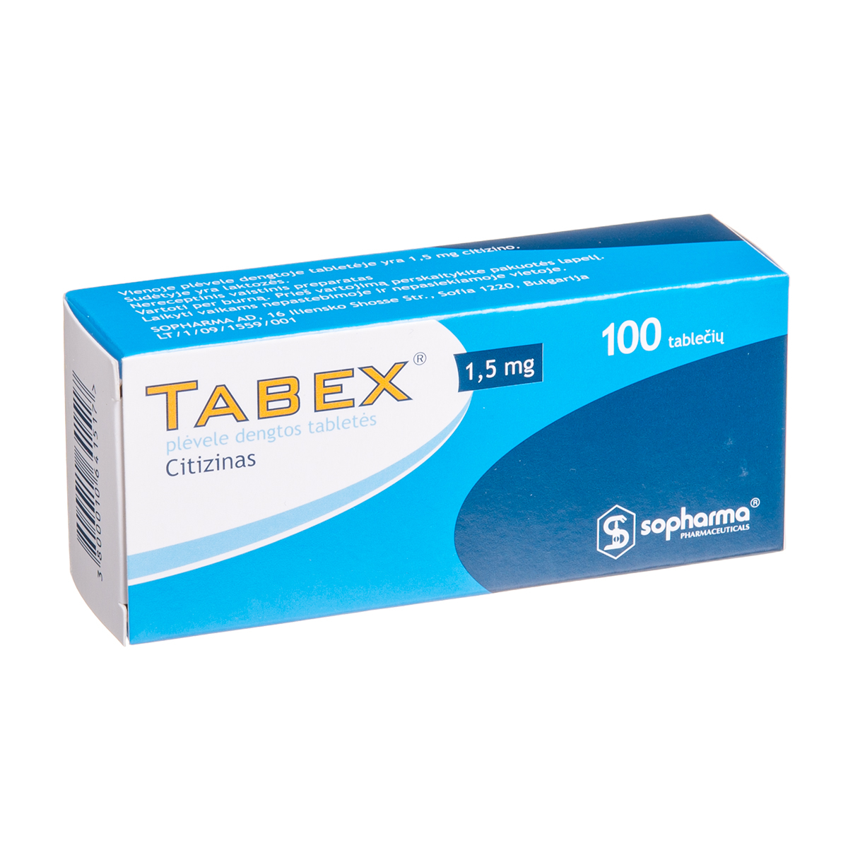 TABEX, 1,5 mg, plėvele dengtos tabletės, N100 | Gintarinė
