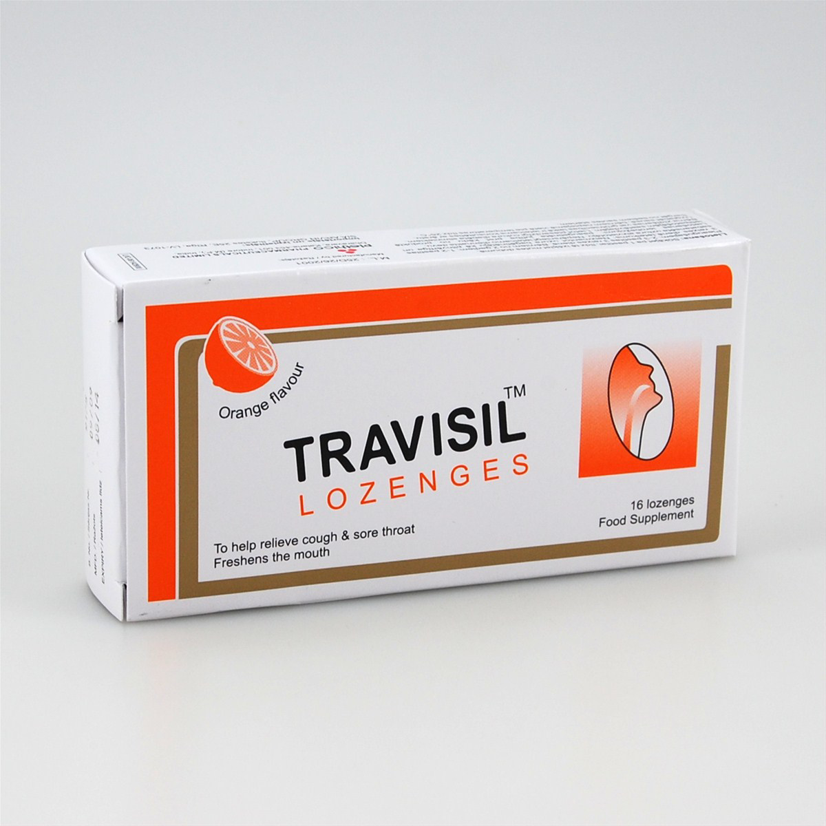 TRAVISIL, 16 apelsinų skonio pastilių | Gintarinė