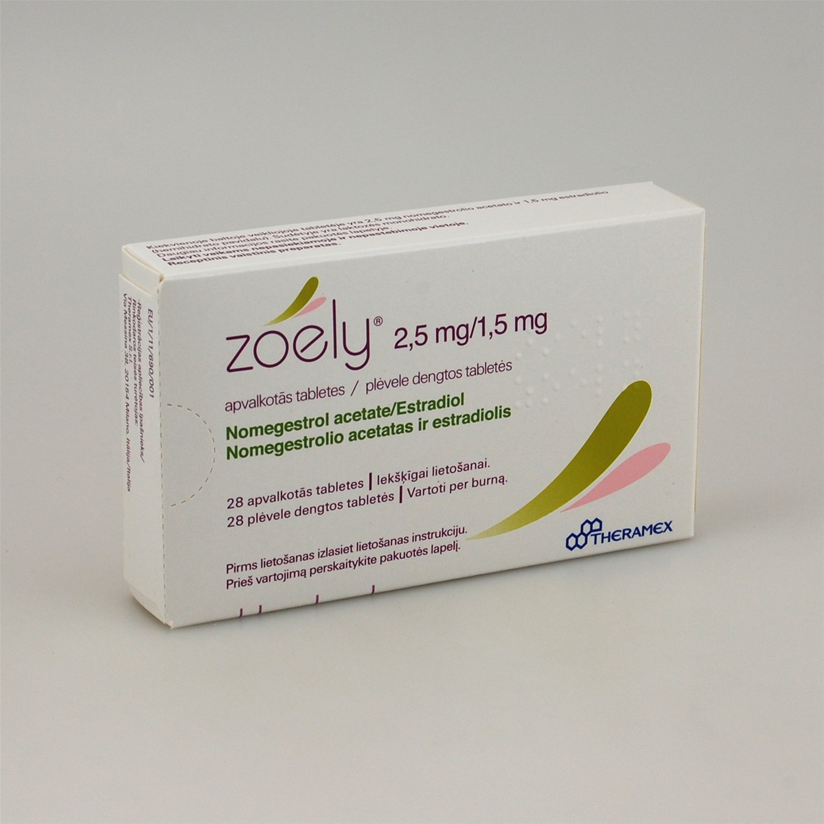 ZOELY, 2,5 mg/1,5 mg, plėvele dengtos tabletės, N28 | Gintarinė