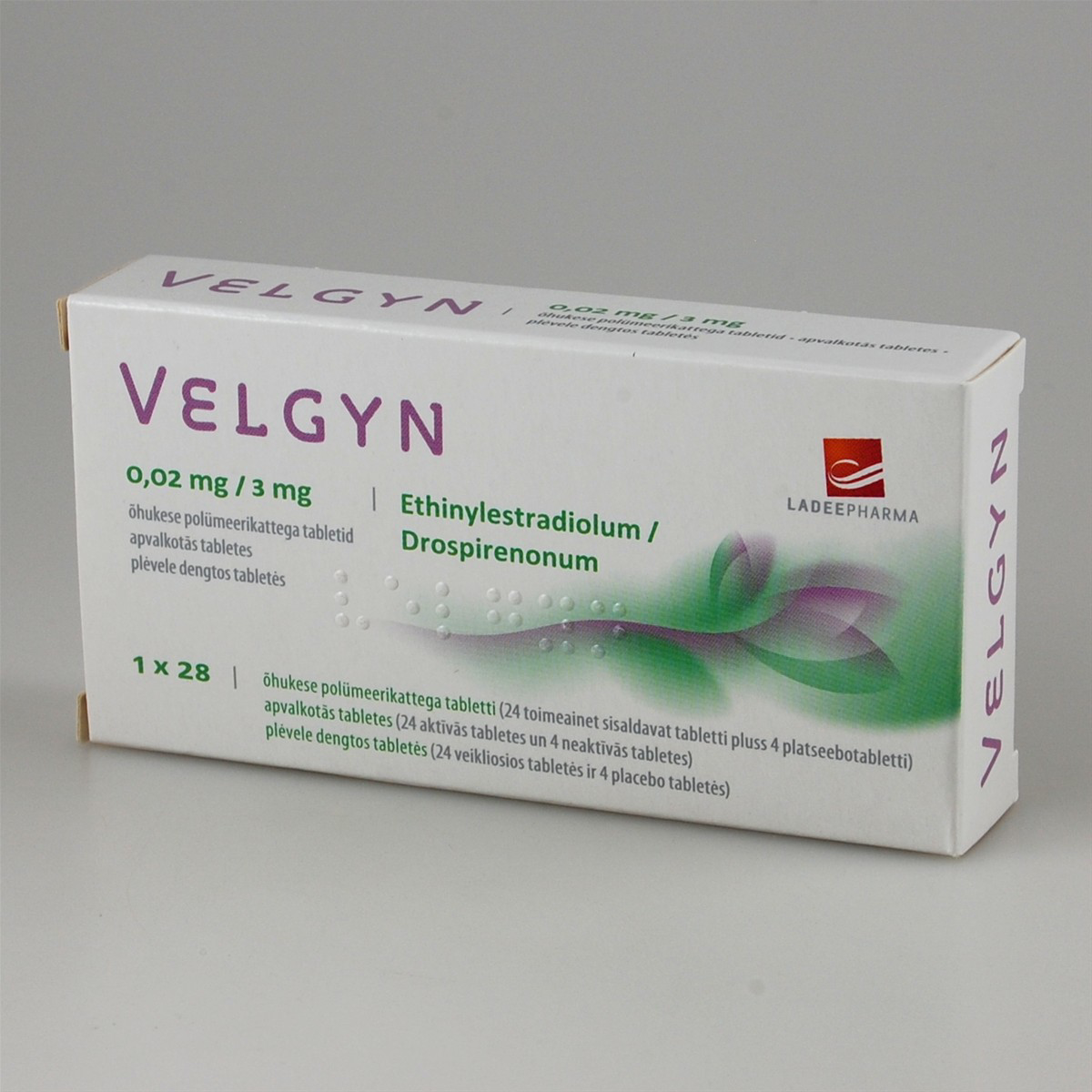 VELGYN, 0,02 mg/3 mg, plėvele dengtos tabletės, N1 x 28 | Gintarinė