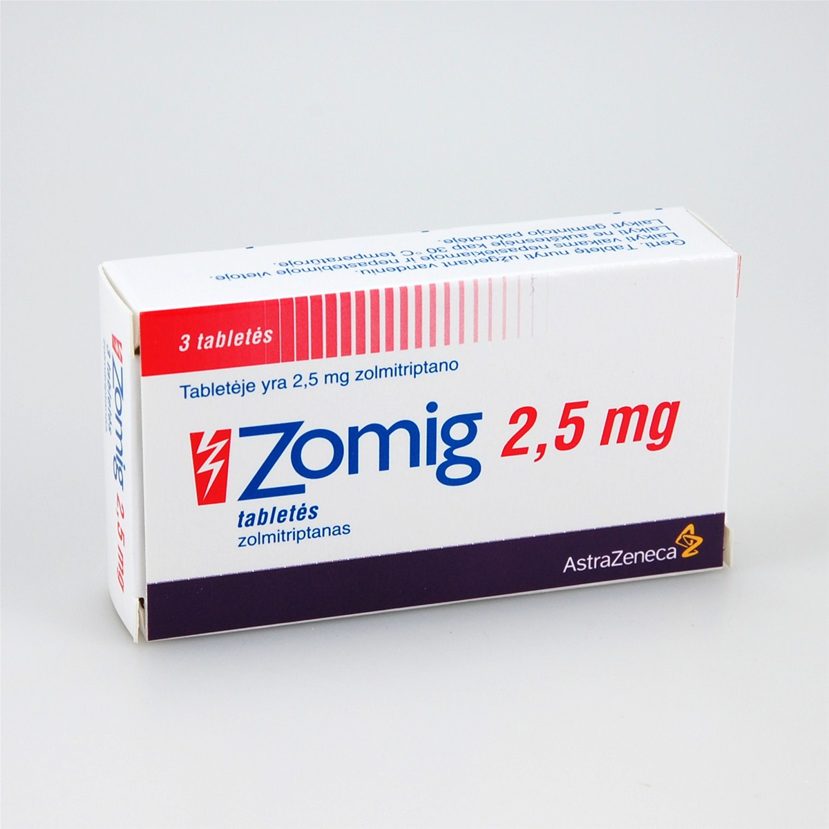 ZOMIG, 2,5 mg, plėvele dengtos tabletės, N3 | Gintarinė