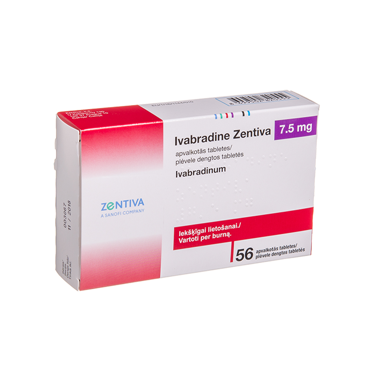 IVABRADINE ZENTIVA, 7,5 mg, plėvele dengtos tabletės, N56 | Gintarinė