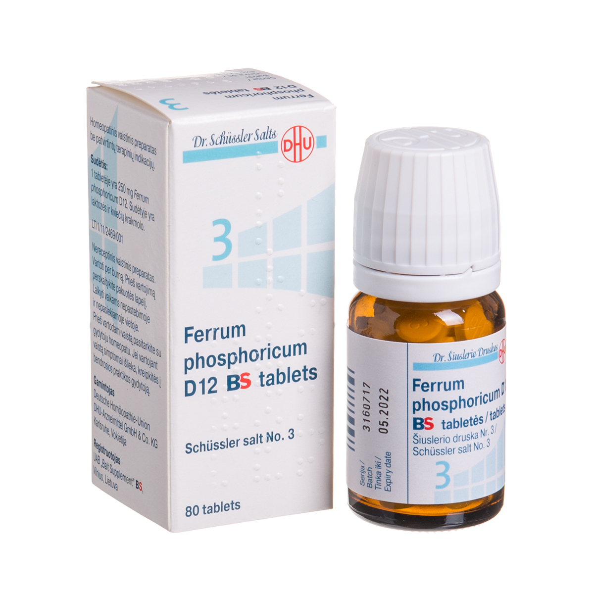 FERRUM PHOSPHORICUM D12 BS, Šiuslerio druska Nr. 3, tabletės, N80 ...