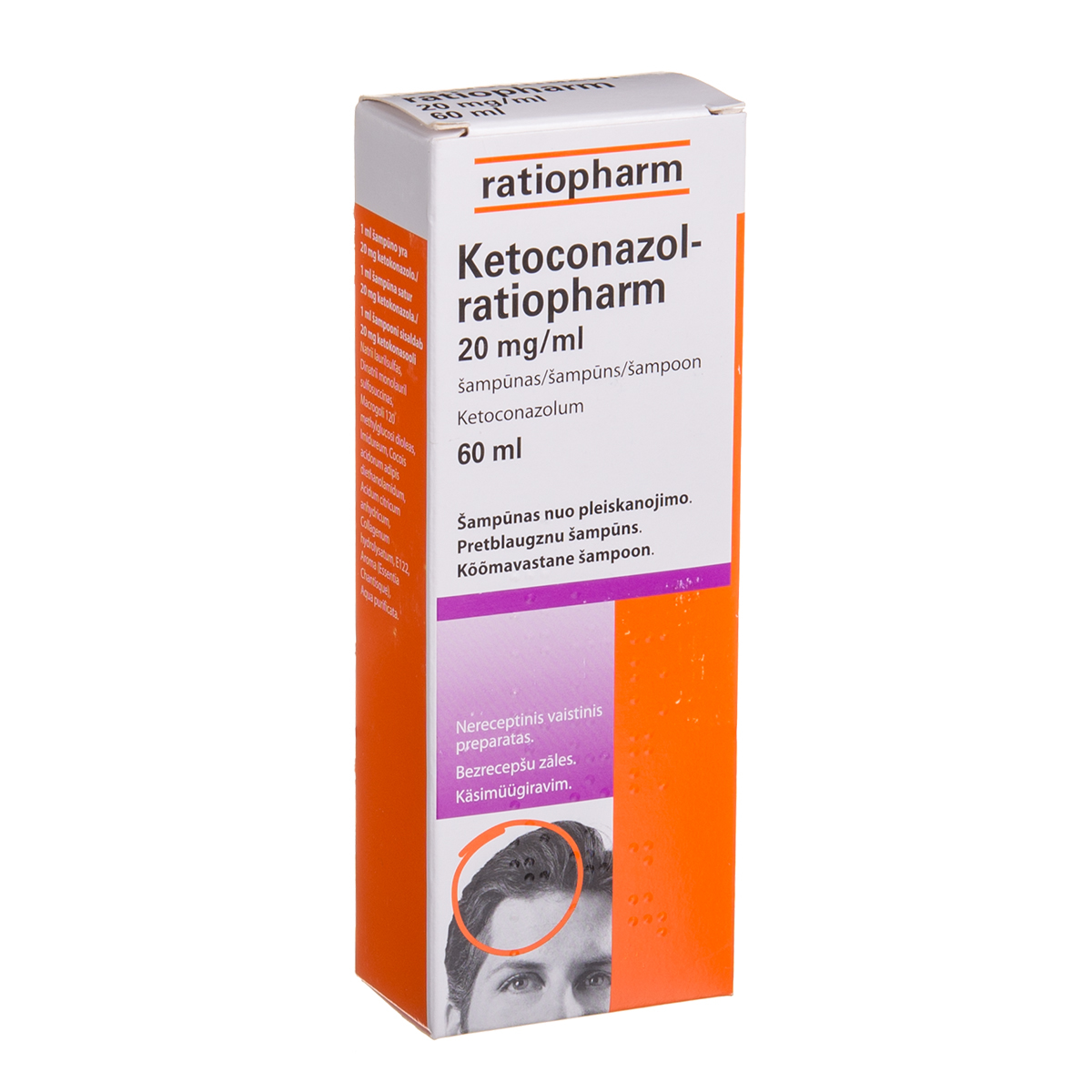 KETOCONAZOL-RATIOPHARM, 20 mg/ml, šampūnas, 60 ml | Gintarinė