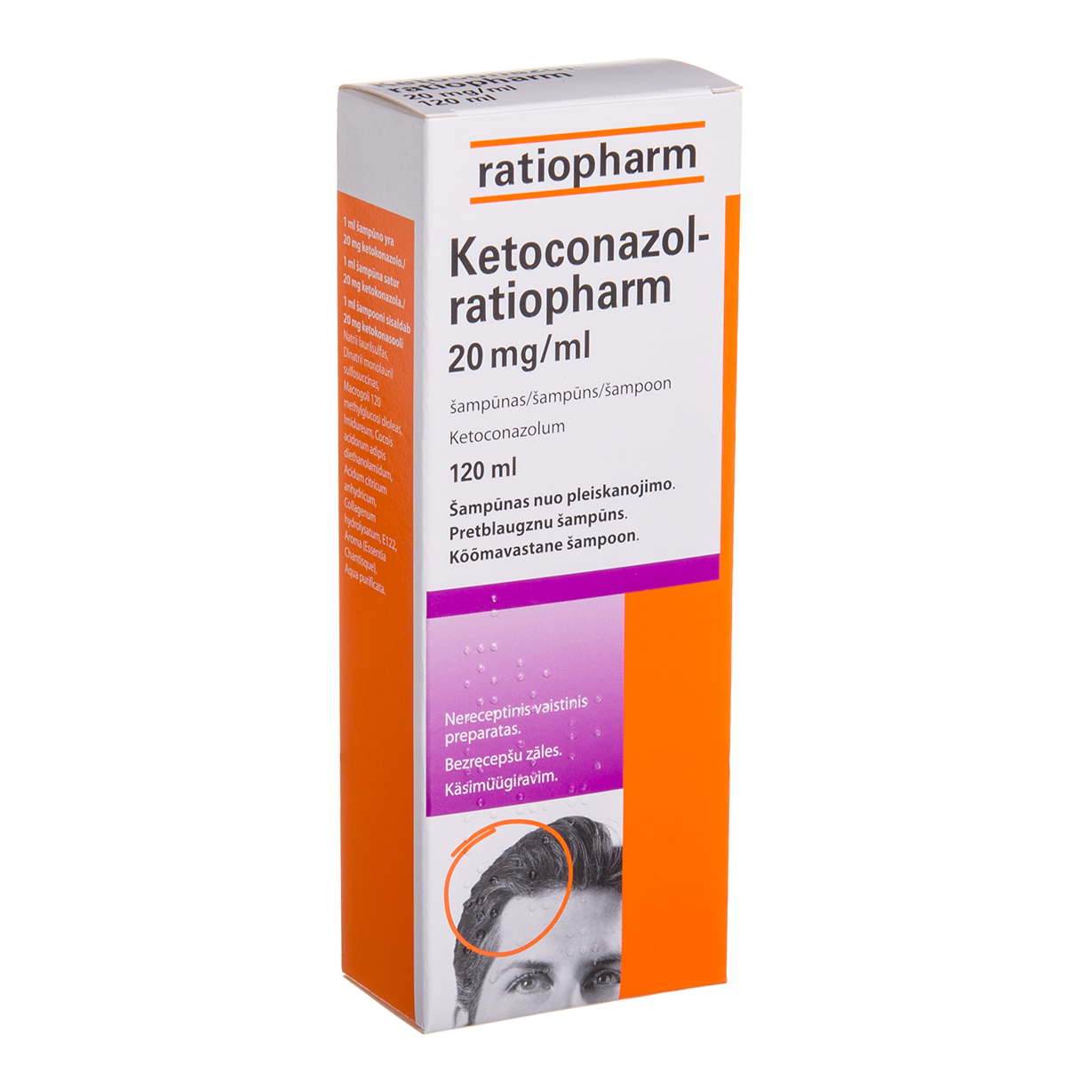KETOCONAZOL-RATIOPHARM, 20 mg/ml, šampūnas, 120 ml | Gintarinė