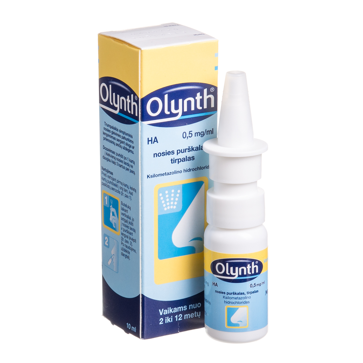 OLYNTH HA, 0,5 mg/ml, nosies purškalas (tirpalas), 10 ml | Gintarinė