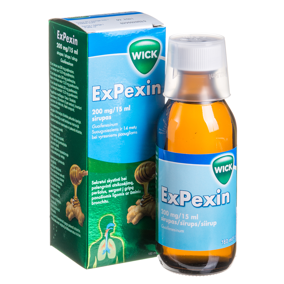 EXPEXIN, 200 mg/15 ml, sirupas, 180 ml | Gintarinė