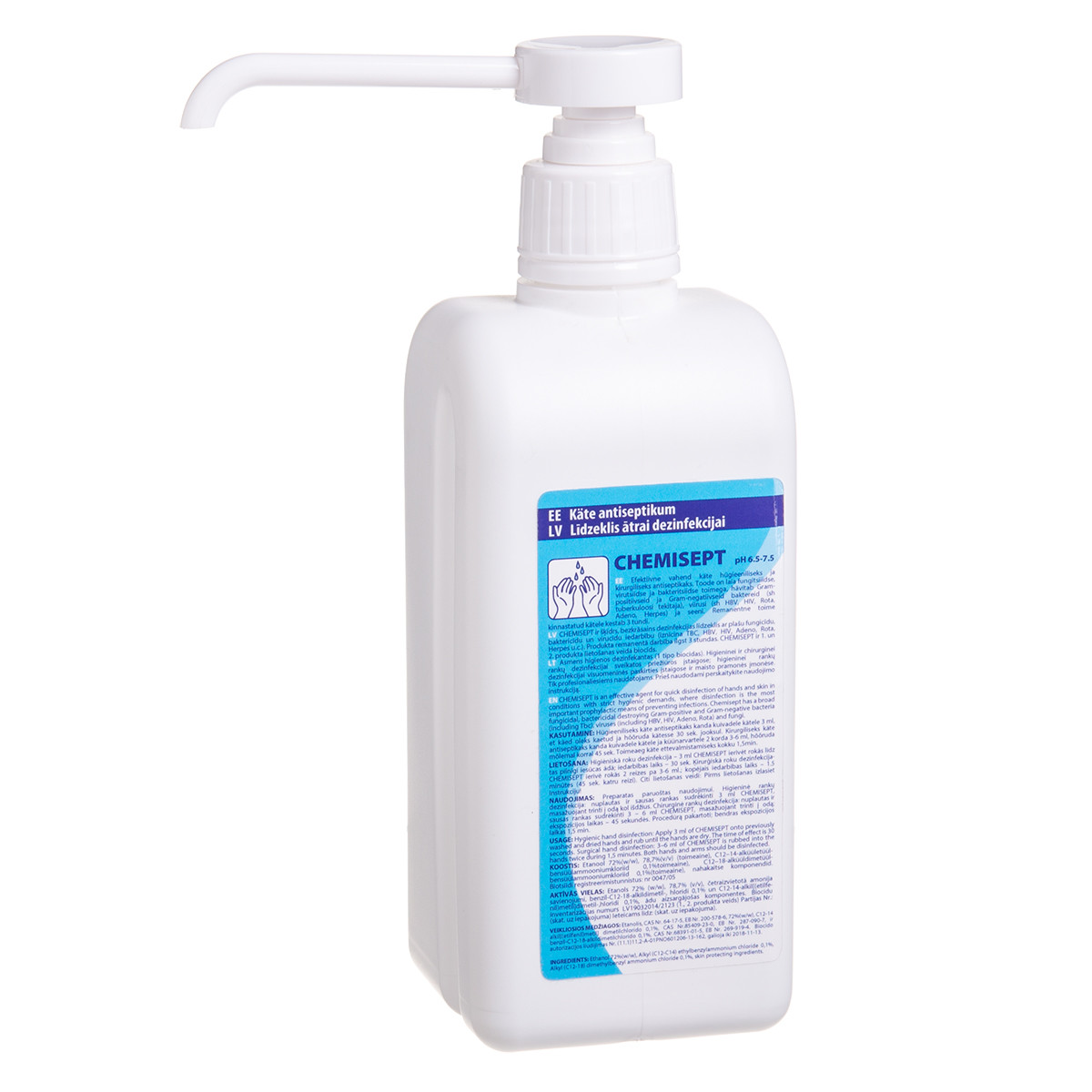 CHEMISEPT, dezinfektantas rankoms su pompa, 500 ml | Gintarinė